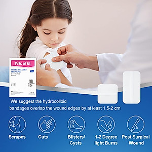 Niceful 10 Pack Hydrocolloid Bandages Large, 2"x4" Hydrocolloid Dressing Extra Thin for Light Exudate, HSA FSA Eligible, Large Hydrocolloid Bandages Fast Healing