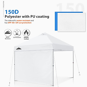 EAGLE PEAK Instant Canopy SunWall for EAGLE PEAK 10x10 Commercial Pro Instant Pop-up Canopy, 1 Pack Sidewall, Universal, White