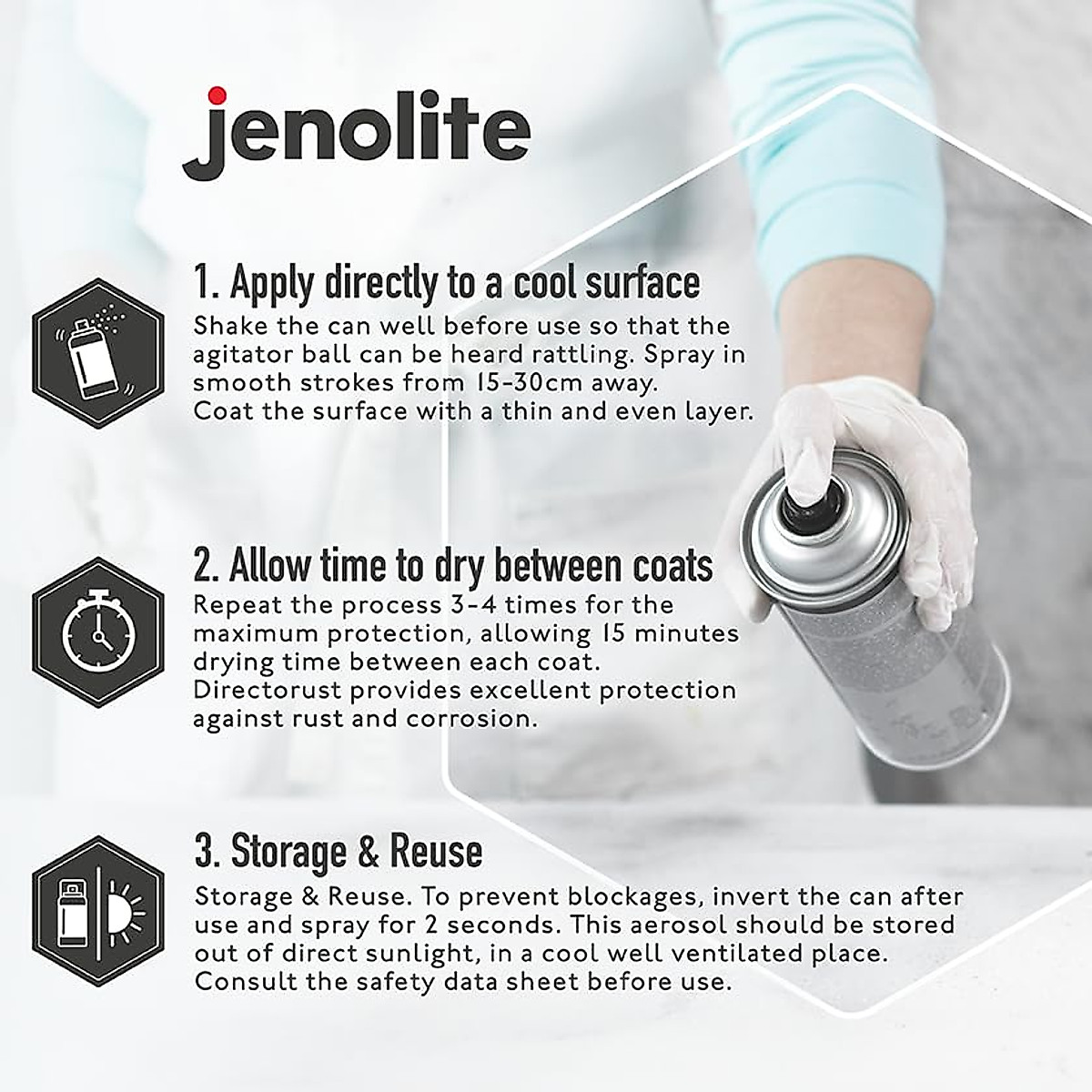 JENOLITE Directorust Satin Spray Paint | BLACK | 400ml (13.52fl oz) | Semi-Gloss Spray Paint | Wood, Metal, Plastic, Ceramic & Rusted Surfaces | Interior & Exterior Use | RAL 9005