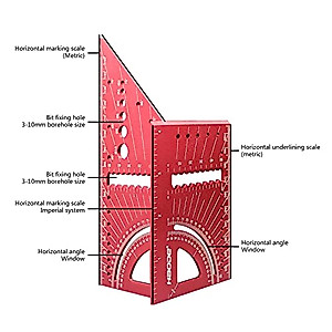 Professional Mitre Ruler with Clear Scale Angle/Drilling Locator Mitre Measuring Gauge Easy Operation Woodworking Measuring Gauge Ruler Line Drawing Device Mitre Measuring Measure Tool