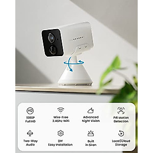 ieGeek Security Camera Indoor Wireless 1080P Wire-Free Portable Indoor Camera for Home Security with Human Detection,Two-Way Audio, Siren and APP Alert,30ft Clear Night Vision, Cloud/SD
