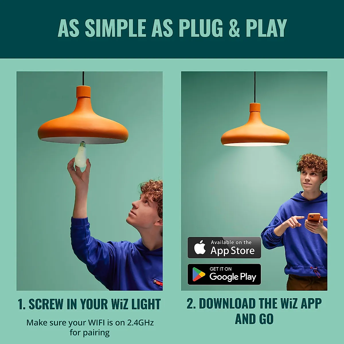 WiZ 65W BR30 Color LED Smart Bulb - Pack of 6 - E26- Indoor - Connects to Your Existing Wi-Fi - Control with Voice or App + Activate with Motion - Matter Compatible