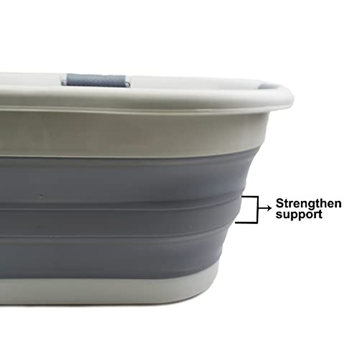 SAMMART 40L (10.5 gallon) Collapsible Plastic Laundry Basket - Foldable Pop Up Storage Container/Organizer - Portable Washing Tub - Space Saving Hamper/Basket (1, Grey/Dark Grey)