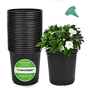 GROWNEER 24 Packs 0.7 Gallon Flexible Nursery Pot Flower Pots with 15 Pcs Plant Labels, Plastic Plant Container Perfect for Indoor Outdoor Plants, Seedlings, Vegetables, Succulents and Cuttings 2.5Qt