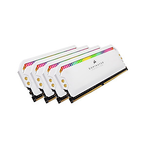 Corsair Dominator Platinum RGB 32GB (4x8GB) DDR4 3200MHz C16 Desktop Memory (12 Ultra-Bright CAPELLIX RGB LEDs, Patented Dual-Channel DHX Cooling Technology, Intel XMP 2.0 Support) White