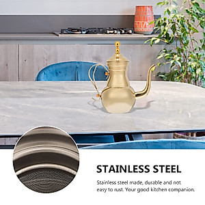 CALLARON Tea Kettle Tea Gooseneck Turkish Greek Arabic Coffee Pot: Middle East Arab Stovetop Coffee Maker Wine Decanter 1.1L Brewer Pot with Handle for Home Kitchen Golden Tea Pot Kettle