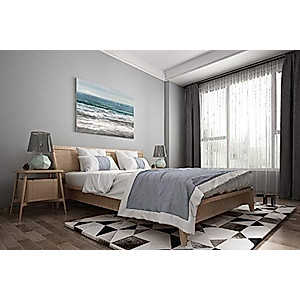 Yihui Arts Large Dinning Room Wall Art Hand Painted Modern Abstract Seascape Canvas Oil Painting Ocean Beach Coastal Picture Artwork for Home Decor