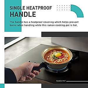 Korean Food Ramen Noodle Pot - Ramyun Cooker for Cooking, Soup, Curry, Pasta, Stew and More with Heatproof Single Handle, Lid - 1 Pack, 6.3 Inches