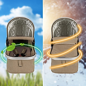 BABY JOY Baby Stroller, 2-in-1 Convertible Bassinet Reclining Stroller, Foldable Pram Carriage with 5-Point Harness, Including Cup Holder, Foot Cover, Diaper Bag, Aluminum Structure, Khaki