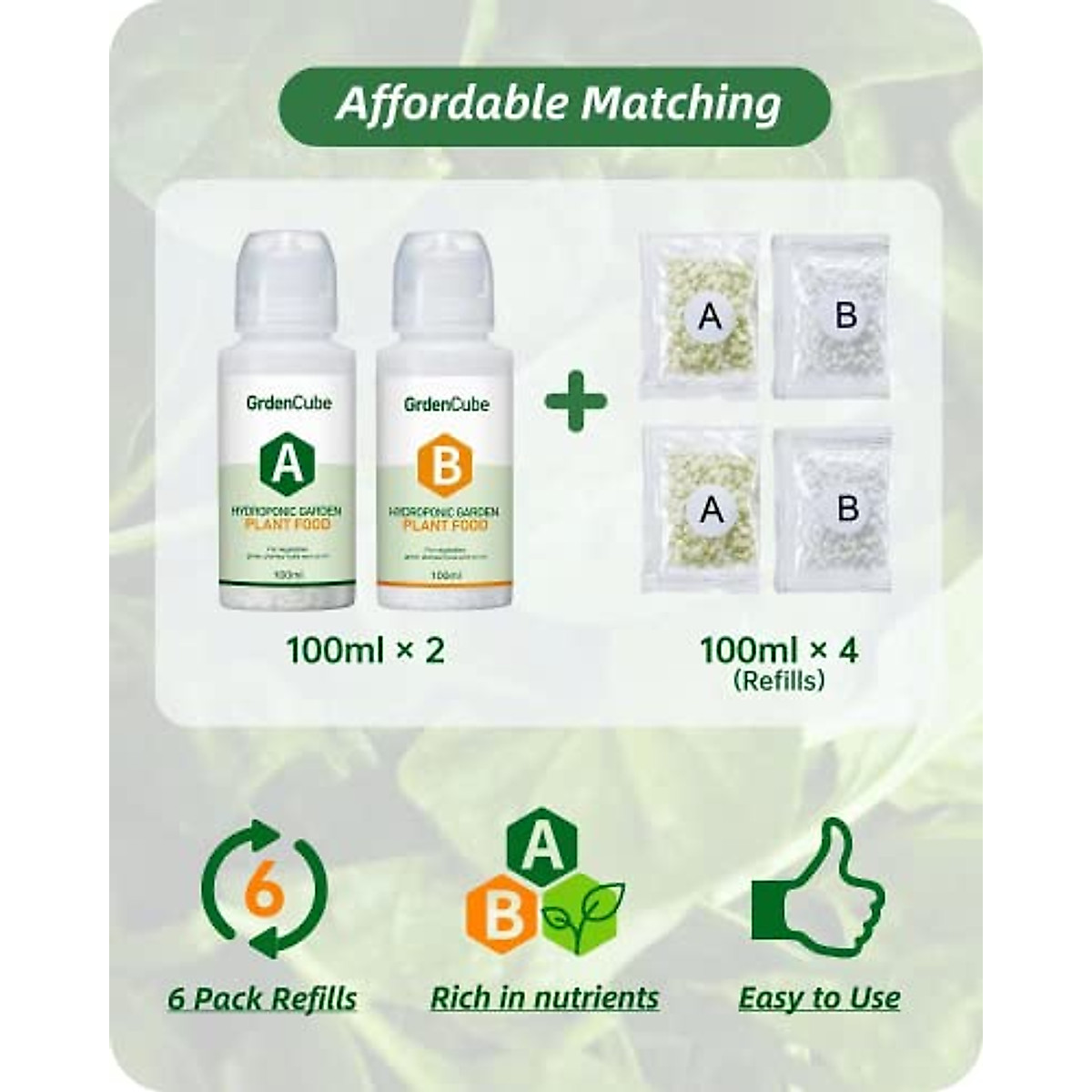 Plant Food Hydroponic Nutrients Supplies: Hydroponics Growing System General A&B Water Soluble Solid Fertilizer for Vegetables Fruits Flowers Thrive - Indoor Herb Garden Plants Accessories