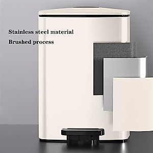 YUJUNDZSW Waste Bin 20/30 Liter Brushed Stainless Steel Trash Can, Square Pedal Recycle Bin with Lid and Inner Buckets, Hands-Free Steel Step Garbage Can for Home Office Rub(Gold,30L)