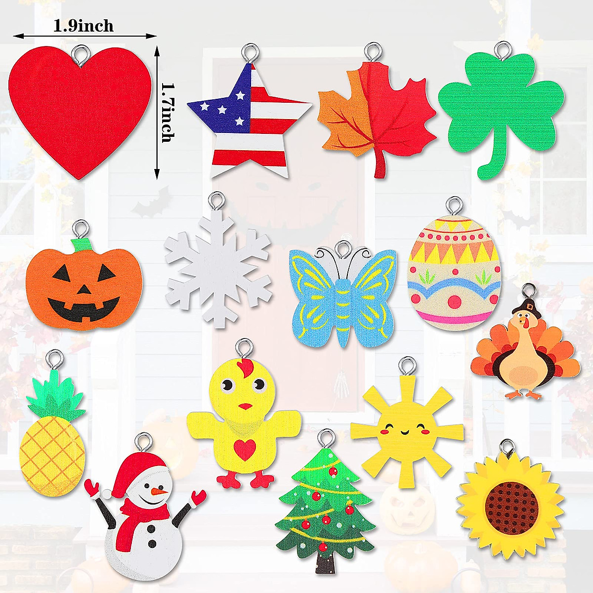 Jetec Welcome Door Sign Christmas Decor Fall Sign Seasonal Front Door Rustic Wood Welcome Notation Wall Hanging Porch Easter Interchangeable 14 x 9 Inch(White with Black Letters)