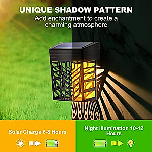 OKYUK Deck Lights Solar Powered Waterproof 2 Pack Outdoor Solar Fence Lights Warm White Wireless LED Outdoor Decorations for Patio Garden Fence Wall Backyard