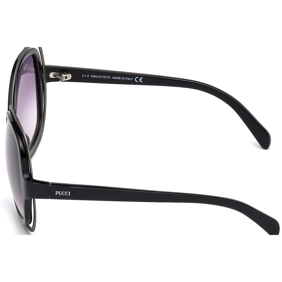 Emilio Pucci EP0056 Sunglasses - Shiny Black Frame, Gradient/Mirror Violet Lenses, EP00565701Z
