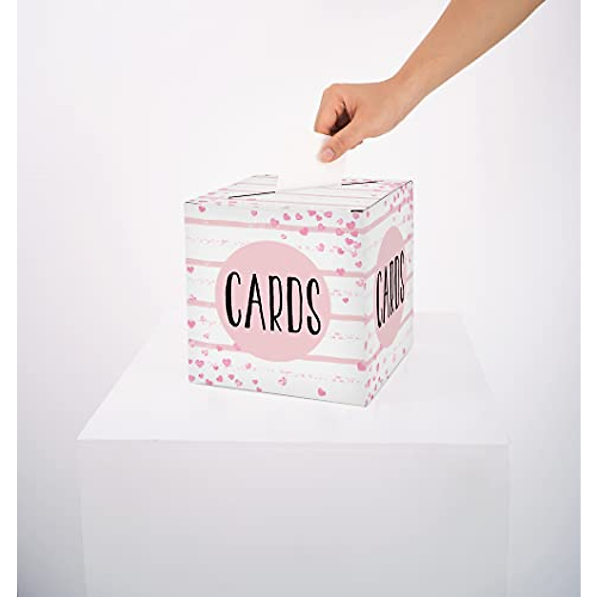 Buildinest Pink Heart Card Box - Pink Heart Gift Cards Box Holder, Party Favor, Decorations, Wedding, Bridal And Baby Showers, Birthdays, Graduations Gift Box – 1 Set(fx02)