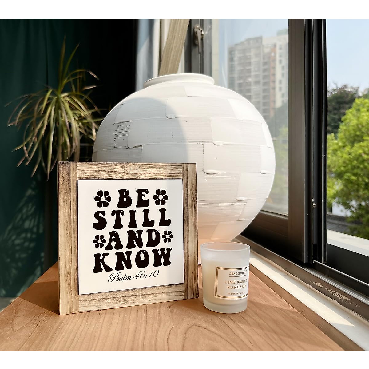 Christian Sign, Box Wood Plaques Desk Décor, Box Signs with Quotes, Tabletop Decor, Religious Home Decor, Bible Verse and Encouragement Spiritual Gifts, Be Still and Know Sign - Psalm 46:10