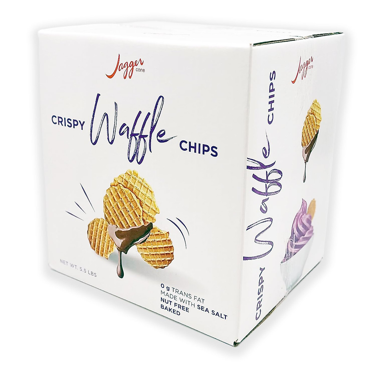 Jagger Cone Company Waffle Nachos, Crispy Waffle Chips for Ice Cream Nachos, 5.5 lb Box