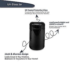 JENOJEMI Grinder Set: 4-Inch Grinder with Magnetic Aluminum Lid and UV-Sealed Glass Jar for Spices