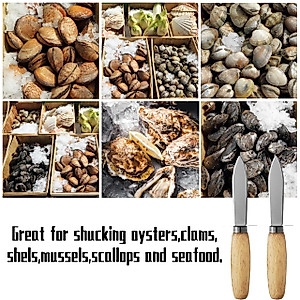 6pcs Oyster Shucking Knife Gloves Set,2pcs Stainless Steel Oyster Knives with Wooden Handle,2 Pairs Level 5 Cut Resistant Protection Gloves M&L,Knife Shucker for Seafood Oysters Clam Shell Shucking