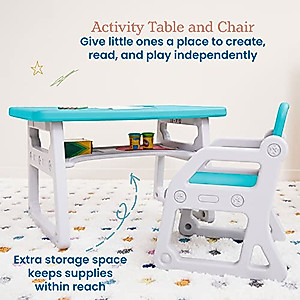 ECR4Kids Toddler Plus Desk and Chair, Kids Furniture, Cyan/Light Grey