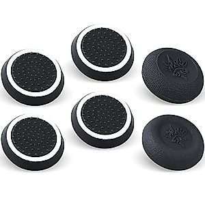 9CDeer Performance Joystick Analog Stick Thumb Grips Set of 6 Compatible with PS5, PS4, Xbox Series X/S Xbox One, Switch Pro Controller Black & White