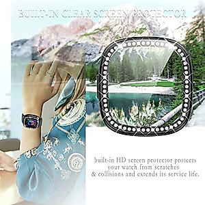 Bling Cases Compatible with Fitbit Versa 4/Sense 2 Screen Protector Case, Bling Diamonds + Soft TPU Watch Cover Built-in HD Screen Film Protective Bumper Case for Versa4 Sense2 Accessories (7 Colors)