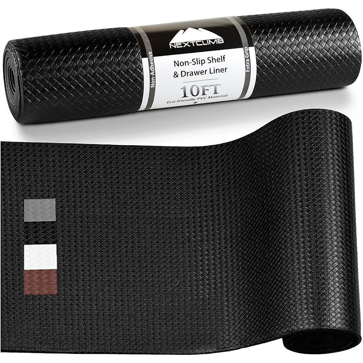 Drawer and Shelf Liner - Truly Non-Slip, Non-Adhesive, Kitchen Cabinet Liners - Heavy, Thick, Durable, Waterproof - Easy Cut to Fit and Protect Any Shelves, Tool Box, Bathroom Surfaces (10 FT, Black)