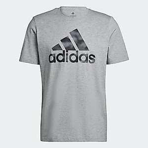 adidas Men's Essentials Camouflage Printed Tee, Medium Grey Heather, Large