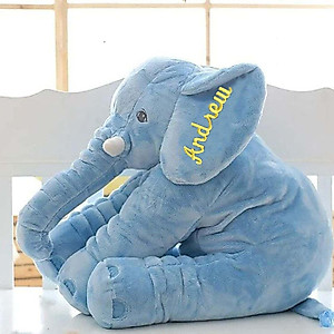 Personalized Giant Stuffed Elephant Pillow Doll, Name Emboridery Animal Doll Stuffed Plush Pillow Toy 16"/24" Gift for Christmas, Birthday