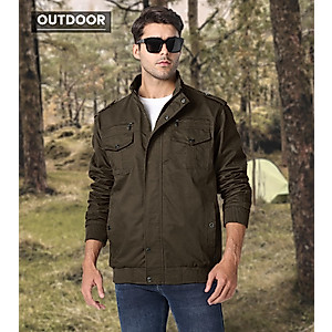 EKLENTSON Men's Casual Winter Cotton Military Jackets Outdoor Coat Windproof Windbreaker Coffee S