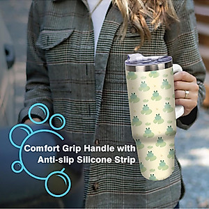 puhnhsv 30 oz Frog Tumbler with Handle and Straw, 30oz Insulated Stainless Frog Tumbler Coffee Travel Mugs Cup Water Bottle Frog Lovers Gifts for Women Girls