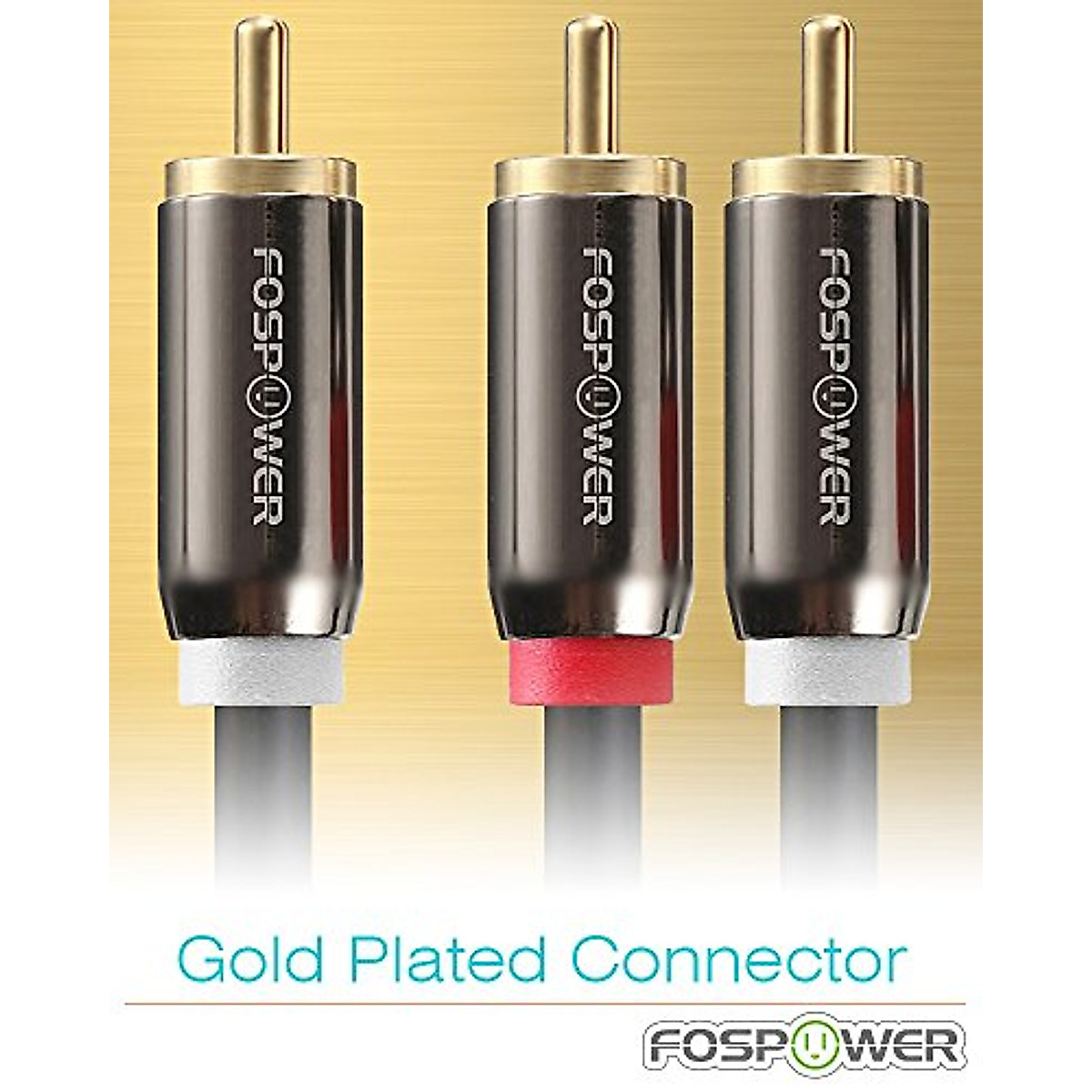 FosPower RCA Y-Adapter (6 Feet), 1 RCA Male to 2 RCA Male Y Splitter Digital Stereo Audio Cable for Subwoofer, Home Theater, Hi-Fi - Dual Shielded | 24K Gold Plated