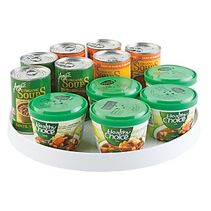 iDesign Linus Lazy Susan Turntable Spice Organizer Rack for Kitchen Pantry, Cabinet, Countertops - 14", White