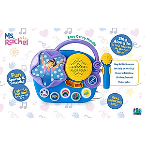 eKids Ms Rachel Karaoke Microphone with Boombox for Fans of Toddler Toys, Kids Karaoke Machine with Built in Music