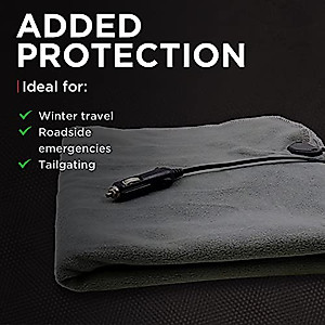 Schumacher Electric SA877 Heated Polar Fleece Lap Blanket for Emergencies, Road Trips, Camping, and Tailgating, Plugs into 12V DC Accessory Outlet, 12 Volt DC, 64-Inch Cord, Blue, 1 Unit