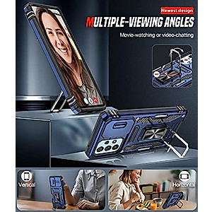 LeYi for Galaxy A53 5G Case: Samsung A53 5G Case with Slide Camera Cover + [2 Packs] Screen Protector, Full Body Military-Grade Case with Upgarde Kickstand for Samsung A53 5G, Navy Blue