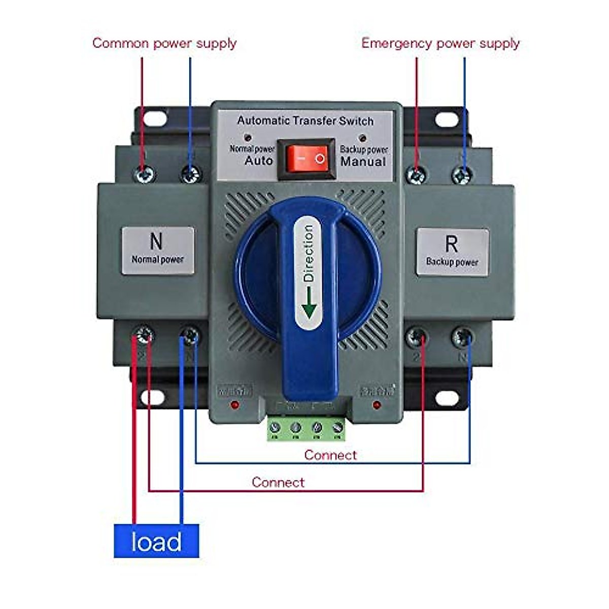 DNYSYSJ 110V 2P 63A Automatic Transfer Switch, Dual Power Generator Transfer Switch, Dual Power Generator Changeover Switch Self Cast Conversion 60HZ AC-33iB 6A-63A (2P/63A)