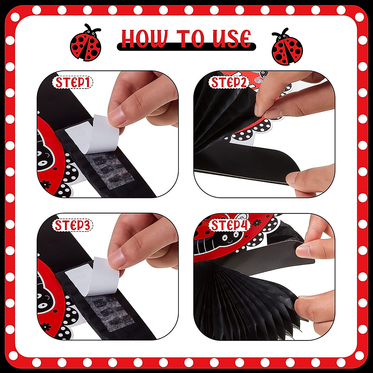 Ladybug Fancy Party Decoration Kit - Cute Birthday Banner, Honeycomb Centerpiece, Hanging Swirls for Girls Birthday Baby Shower Party Supplies