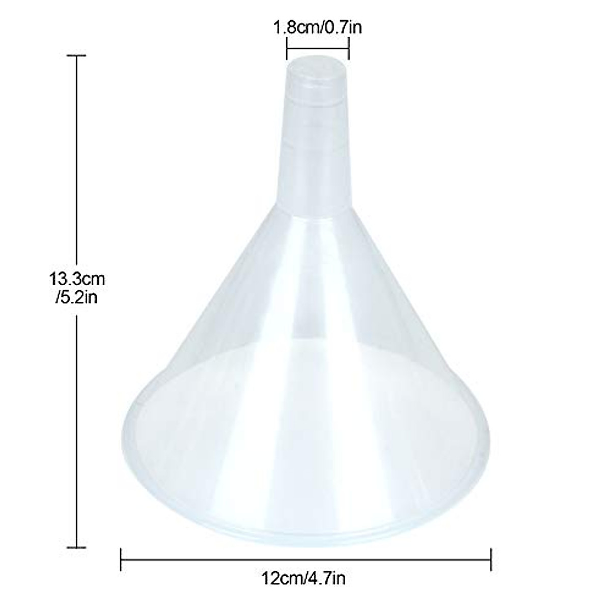 20Pcs Plastic Funnels Set, 4.7 Inch Wide Mouth Clear Plastic Funnels for Filling Water Bottles, Multipurpose Large Funnel with Long Reaching Spout for Liquid, Spices, Powder, Lotion, Oils, Perfume
