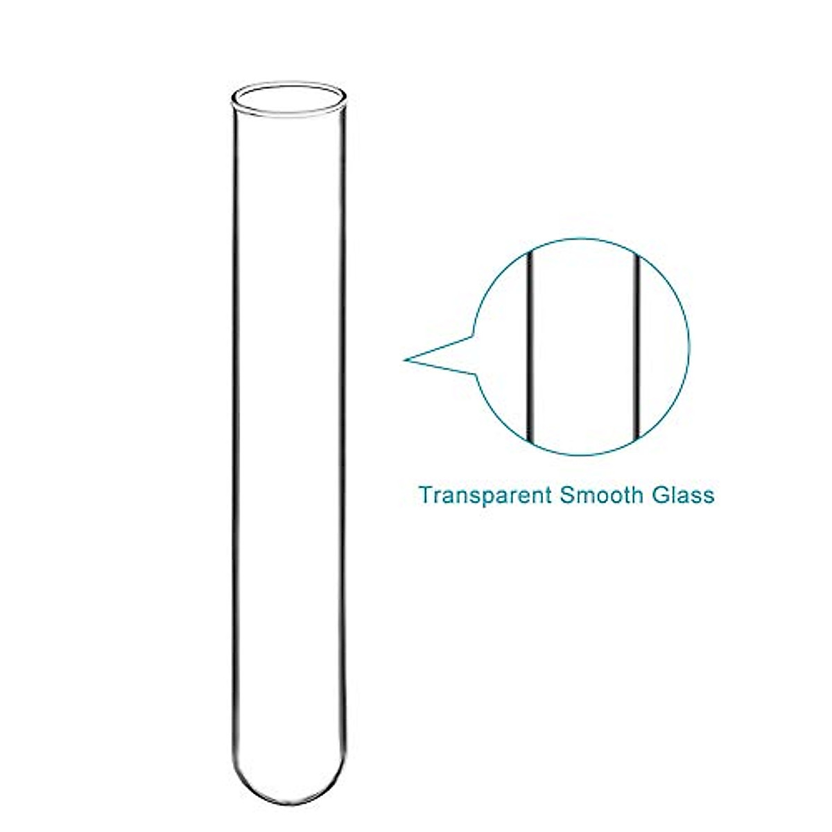 StonyLab Borosilicate Glass Round Bottom Test Tubes, 15mm OD X 100mm Length (Pack of 30)