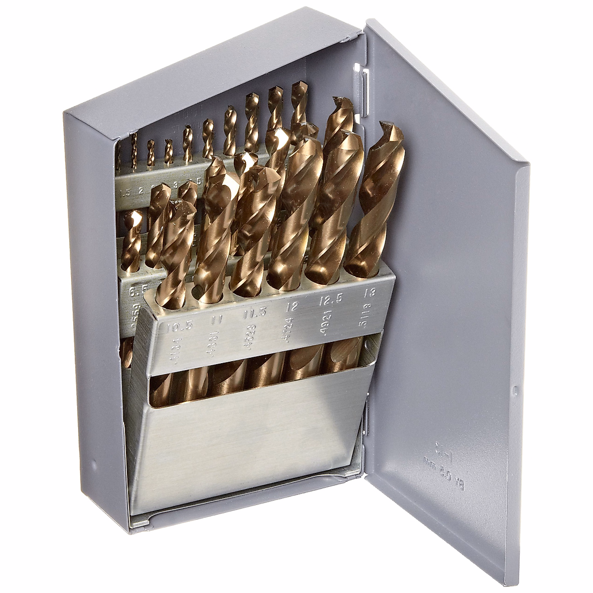 Chicago Latrobe 550 Series Cobalt Steel Jobber Length Drill Bit Set with Metal Case, Gold Oxide Finish, 135 Degree Split Point, Metric, 25-piece, 1.0mm - 13.0mm in 0.5mm increments (Pack of 1)