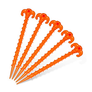 Hikemax Spiral Plastic Tent Stakes 15 Pack - 10 Inch Heavy Duty Beach Tent Pegs Canopy Stakes - Essential Gear for Camping, Backpacking, Gardening and More