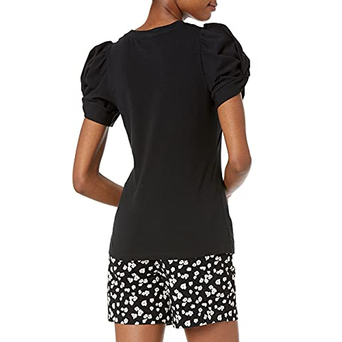 Amazon Essentials Women's Classic-Fit Twist Sleeve Crewneck T-Shirt, Black, XX-Large