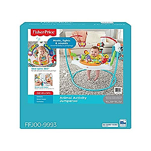 Fisher-Price Baby Bouncer Animal Activity Jumperoo With Music Lights Sounds And Developmental Toys For Infants