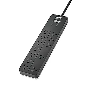 APC Surge Protector Power Strip, PH12, 2160 Joules, Flat Plug, 12 Outlet Power Cord Strip Black