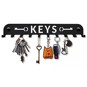 SirHoldeer Metal Key Rack, 10 Hooks, Farmhouse Modern Wall Mounted Key Holder for Home, Office, Entryway Decor, Durable Steel, Adjustable Easy Install, Gift