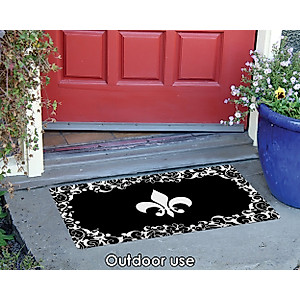 Toland Home Garden 800015 Fleur De Lis Lily Door Mat 18x30 Inch French Outdoor Doormat for Entryway Indoor Entrance