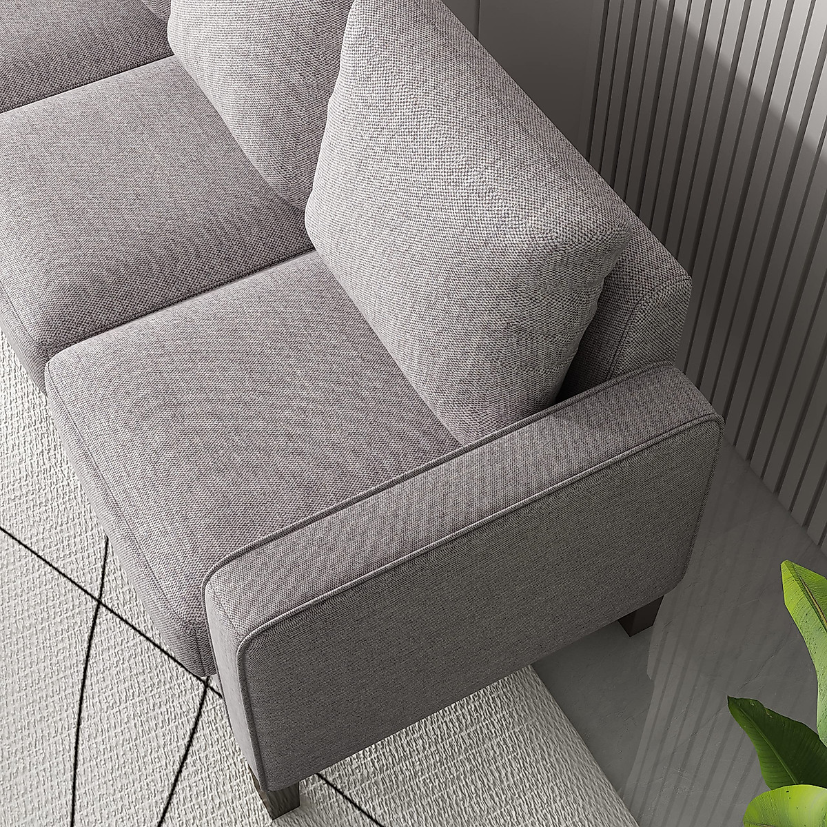 Tiokop Large, Three-seat Classic Chesterfield Settee Sofa Modern 3 Seater Couch Furniture Tufted Back for Living Room (Light Grey)