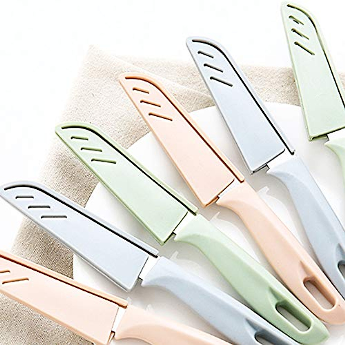 Stainless Steel Knife & Peeler Set,Knife Set with Sheath Covers and Peeler Set - kitchen Chef Chef's Paring Set(3 Knives and 1 Peeler) (Green)