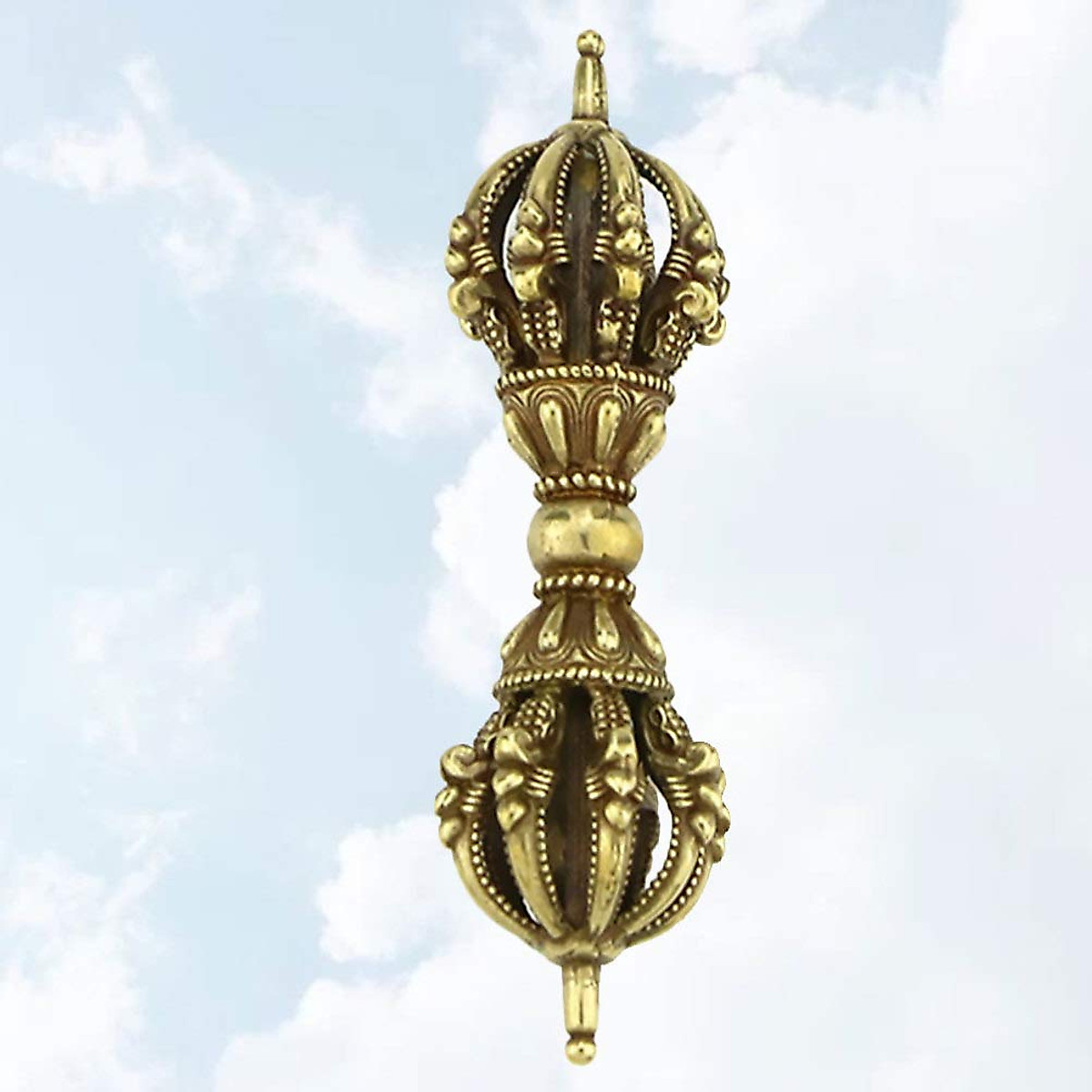 ARTIBETTER Five Cobalt Dorje Vajra Dharma Tibetan Buddhist Meditation Dorje Fair Trade Buddhist Tibetan Vajra Religious Necklace Pendant for Home Family Friends Copper Crafts